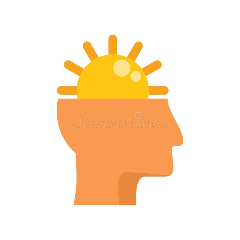 Human Head Profile with Sun Shining Inside Representing Positive ...