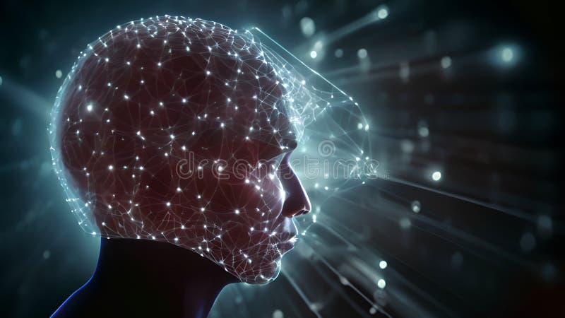 Human Head and Projection of Neural Connections. AI Generated Stock ...