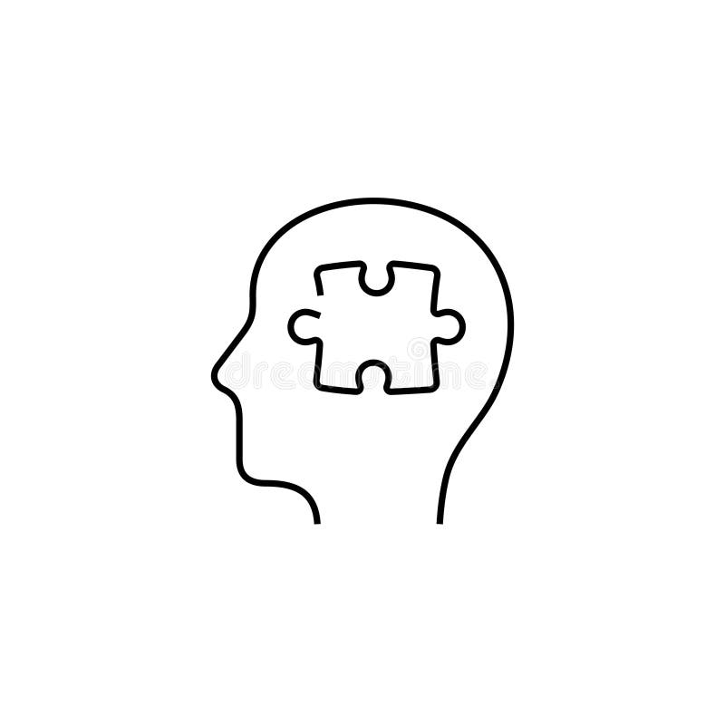 Human Head with Puzzle Line Vector Icon Stock Vector - Illustration of ...