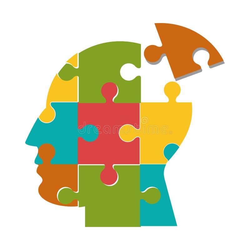 Human Head in Puzzle Pieces Icon Stock Illustration - Illustration of ...
