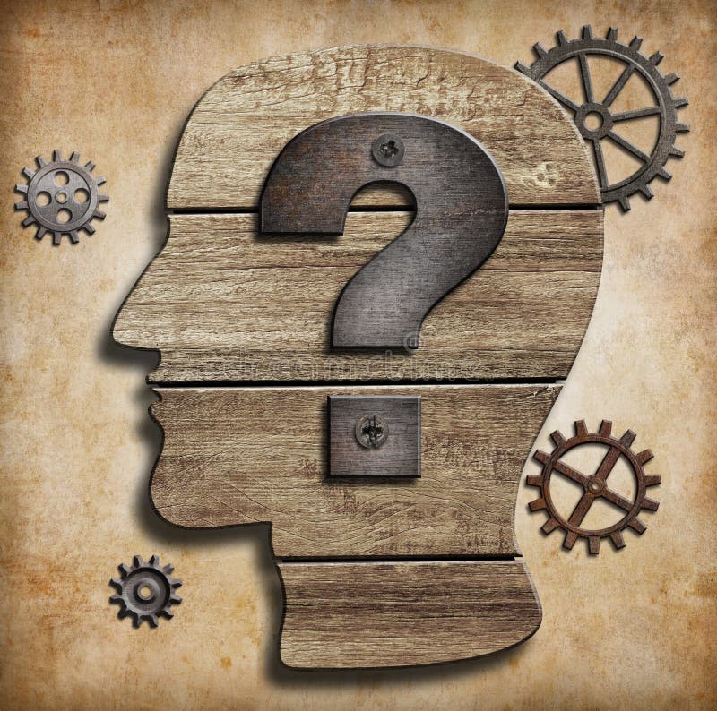 Human Head with Question Mark Concept Stock Photo - Image of aged ...