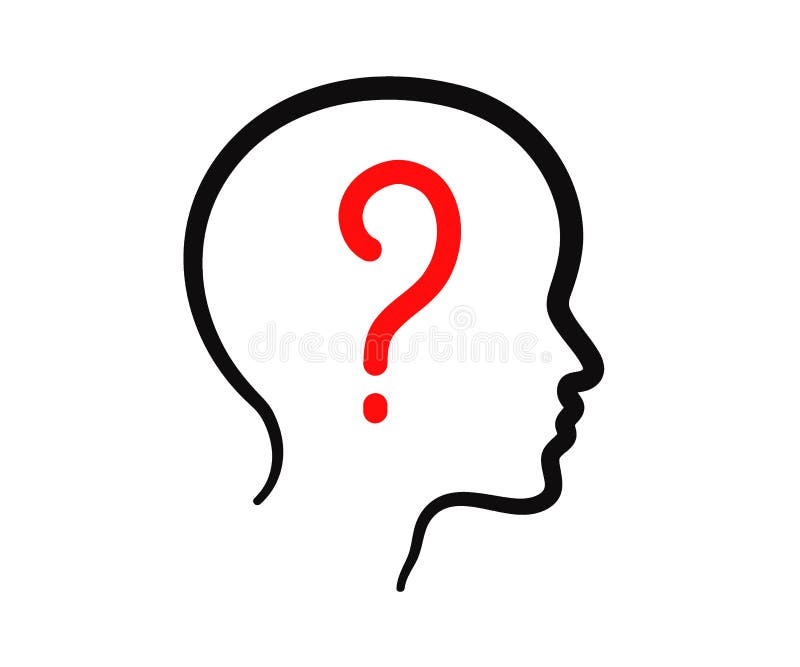 Human Head and Question Mark on a White Background. Cartoon Stock ...