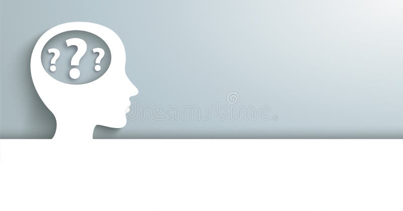 Human Head with Questions Header Stock Vector - Illustration of ...