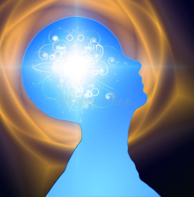 Human Head Radiates Light stock illustration. Illustration of icon ...