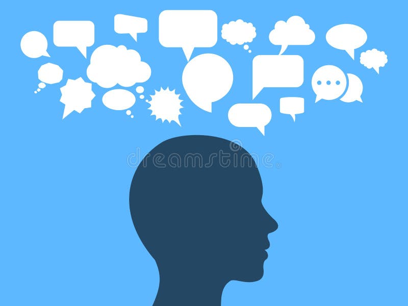 Human Head in Reflection, Thinking, Creativity, Arguments - Vector ...