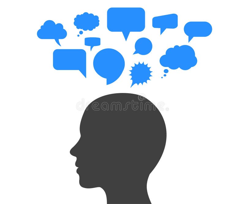 Human Head in Reflection, Thinking, Creativity, Arguments - Vector ...