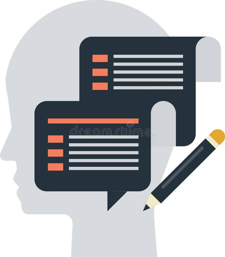 Human Head and Report Illustration in Minimal Style Stock Vector ...