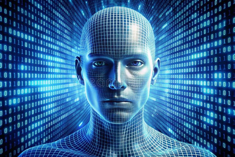 Human Head Represented in Binary Code: the Digital Mind Stock ...