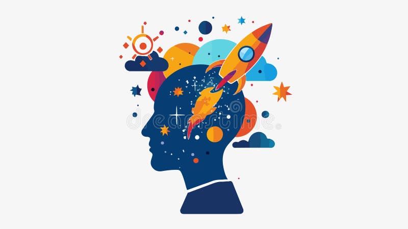 Inspiring Human Head Rocket Flying Space Startup Concept Stock Vector ...
