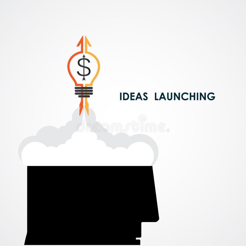 Human Head and Rocket Icon.Ideas and Business Launching Icon Stock ...