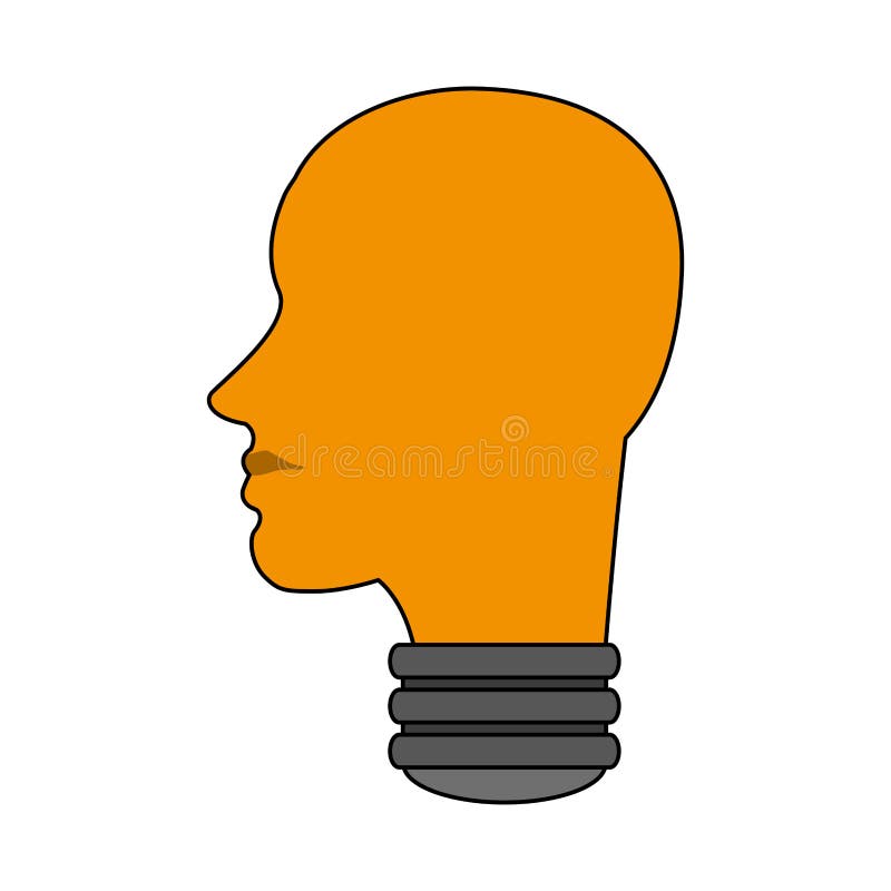 Human Head Shape Lightbulb Idea Icon Image Stock Illustration ...