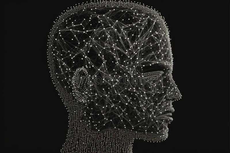 Human Head Shape Made from a Large Grid of Pins Connected with String ...