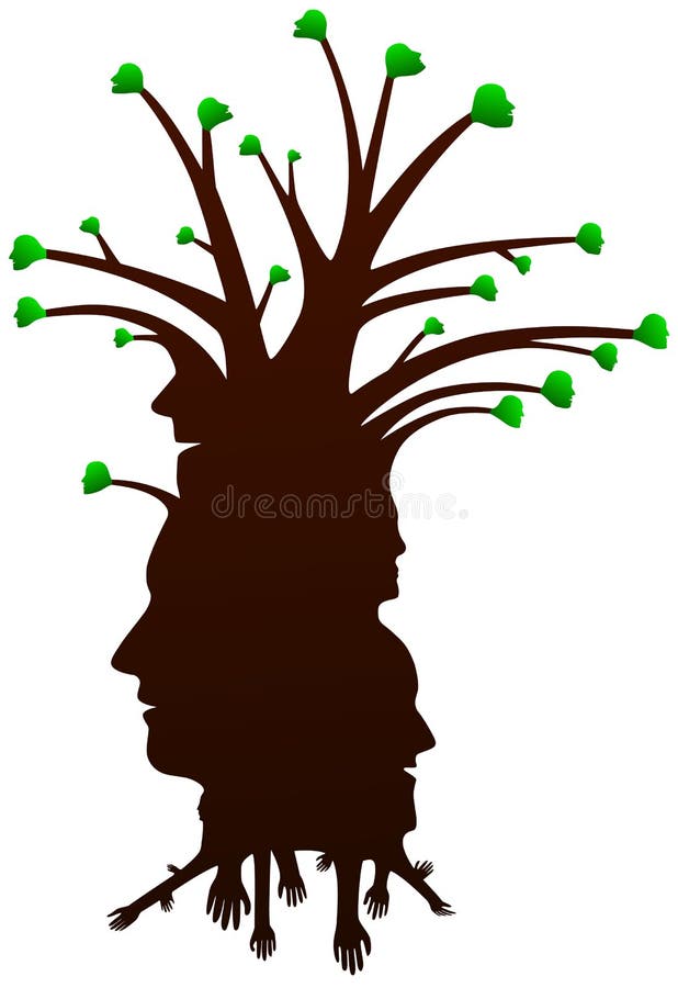 Human Head Silhouette As a Tree Stock Vector - Illustration of affinity ...