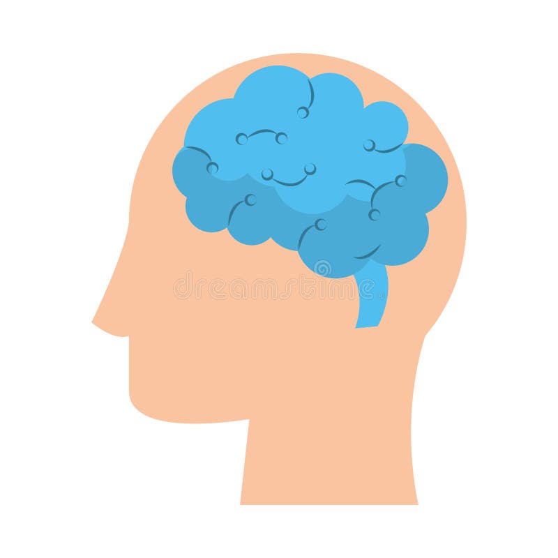 Human Head Silhouette with Brain Symbol Vector Illustration Stock ...