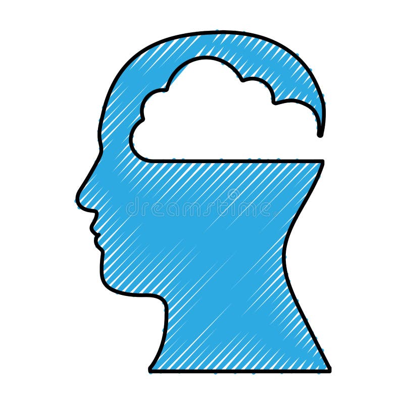 Human Head Silhouette with Cloud Icon Image Stock Vector - Illustration ...