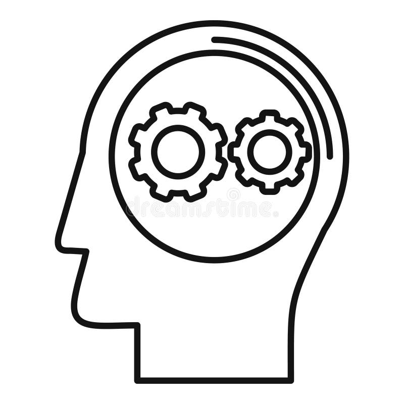 Human Head Silhouette with Cogwheels Working Inside Representing ...