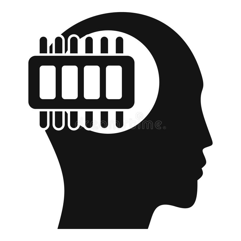 Human Head Silhouette with Computer Chip Replacing Brain Stock Vector ...
