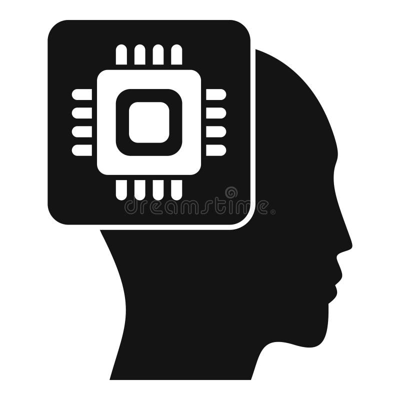 Human Head Silhouette with Cpu Chip Representing Artificial ...