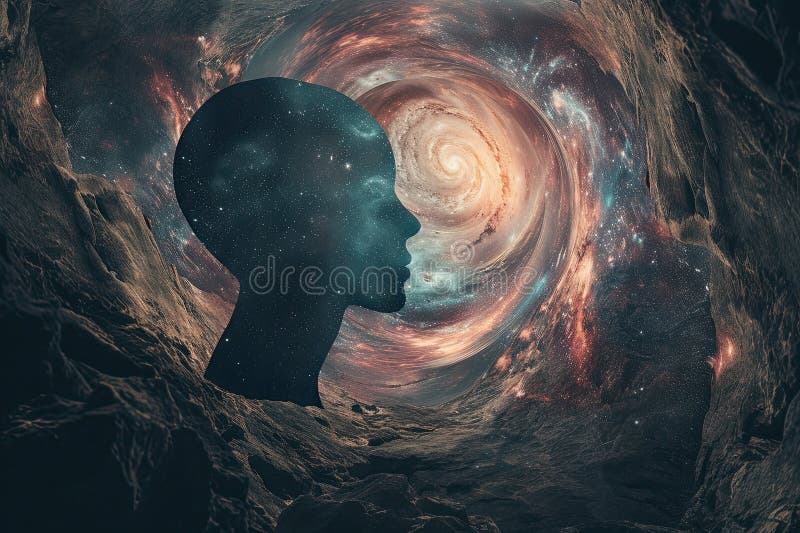 The Whole Universe in Human S Mind. Stock Image - Image of ...
