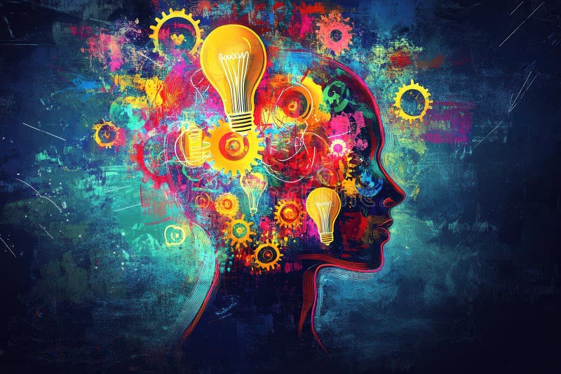 Creative Mind Filled with Ideas Represented by Symbols of Lightbulbs ...