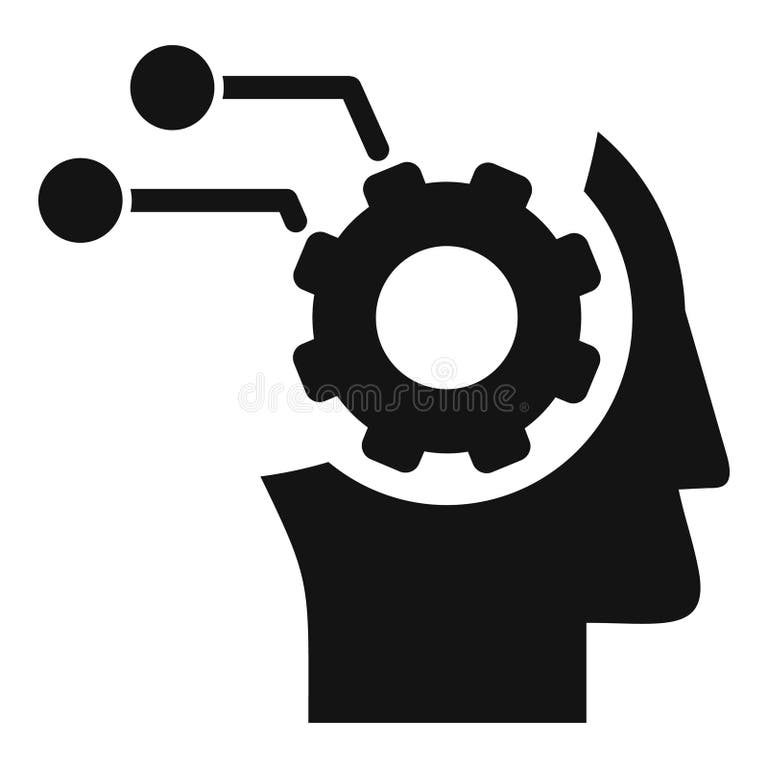 Human Head Silhouette with Gear Thinking and Solving Problems Icon ...