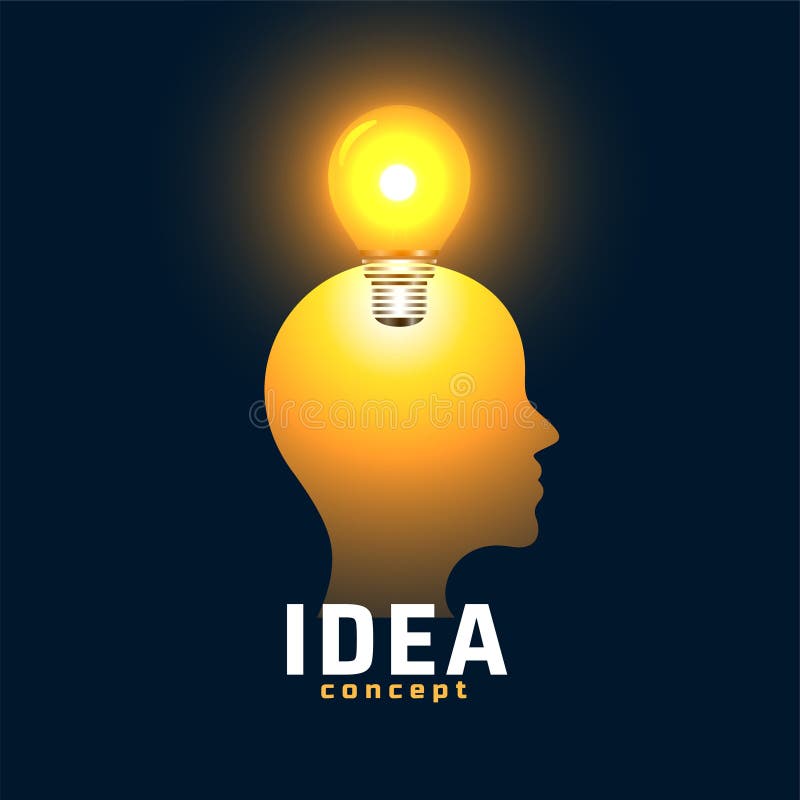 Human Head Silhouette with Glowing Bulb Genius Idea Concept Stock ...