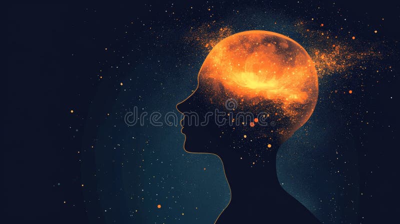 Human Head Silhouette with Glowing Universe Inside Exploring the Cosmos ...