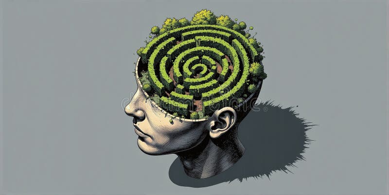 A Human Head Silhouette with a Labyrinth Inside, Illustrating the ...