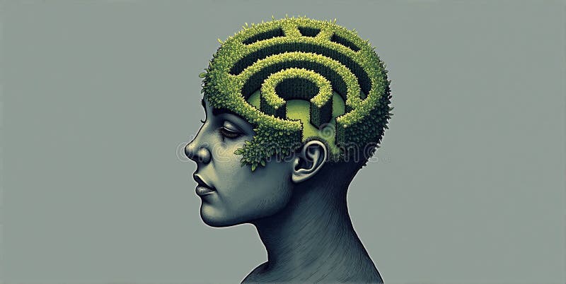 A Human Head Silhouette with a Labyrinth Inside, Illustrating the ...