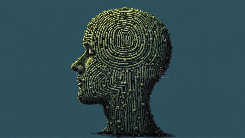 A Human Head Silhouette with a Labyrinth Inside, Illustrating the ...