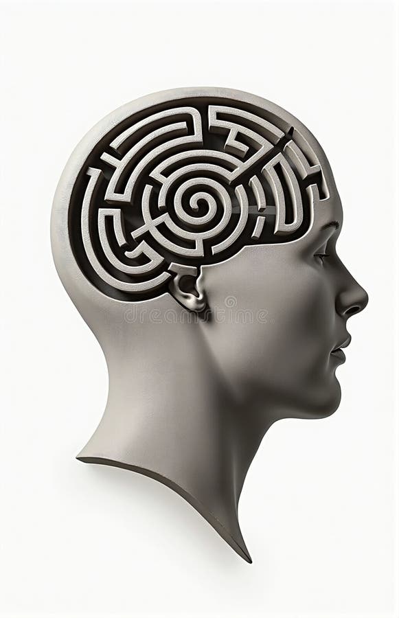 A Human Head Silhouette with a Labyrinth Inside, Illustrating the ...