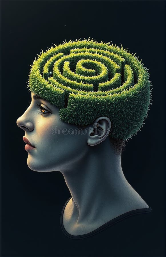 A Human Head Silhouette with a Labyrinth Inside, Illustrating the ...