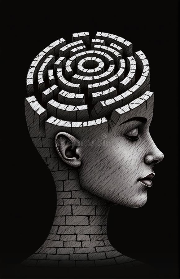 A Human Head Silhouette with a Labyrinth Inside, Illustrating the ... A Human Head Silhouette with a Labyrinth Inside, Illustrating the ...