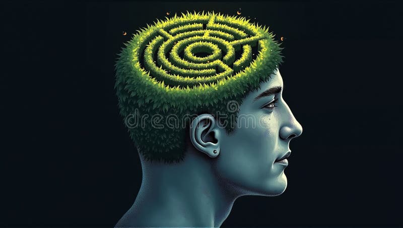 A Human Head Silhouette with a Labyrinth Inside, Illustrating the ...