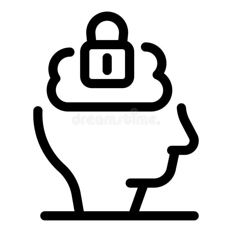 Human Head Silhouette with Locked Brain Keeping Secrets Stock ...
