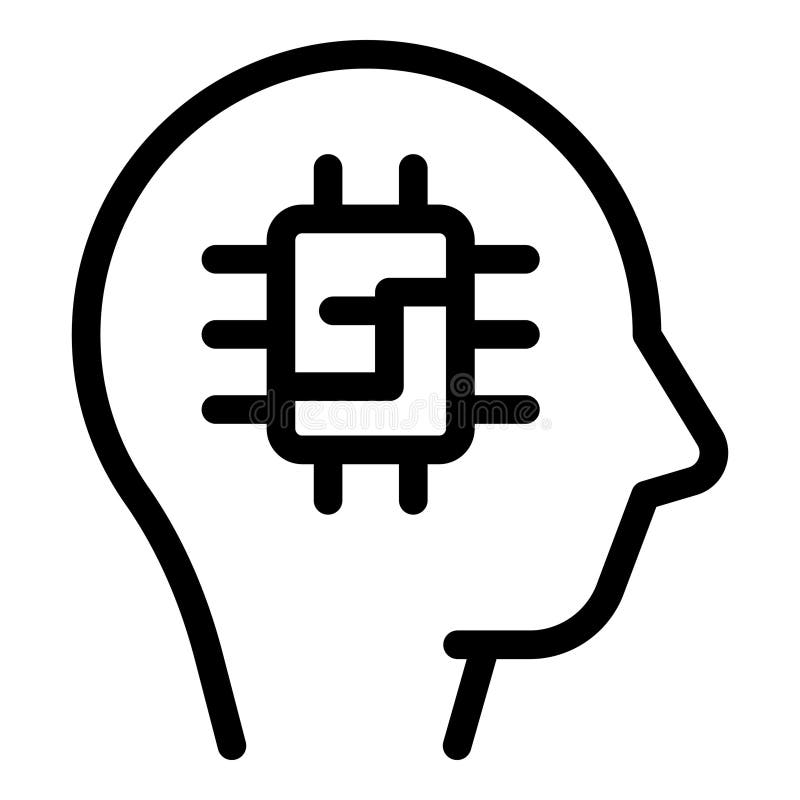 Human Head Silhouette with Microchip Representing Artificial ...