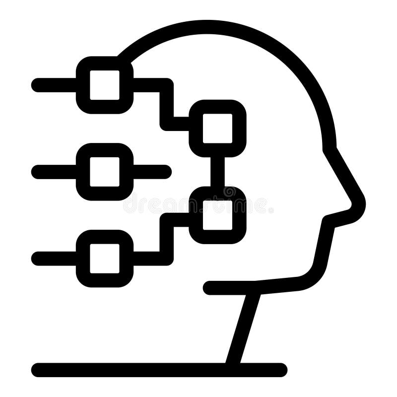 Human Head Silhouette with Neural Network Processing Data Stock Vector ...