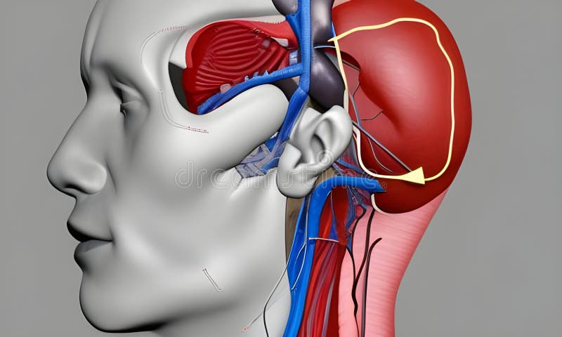 Human Head Slice Profile Side View Deep Facial Formations. the ...