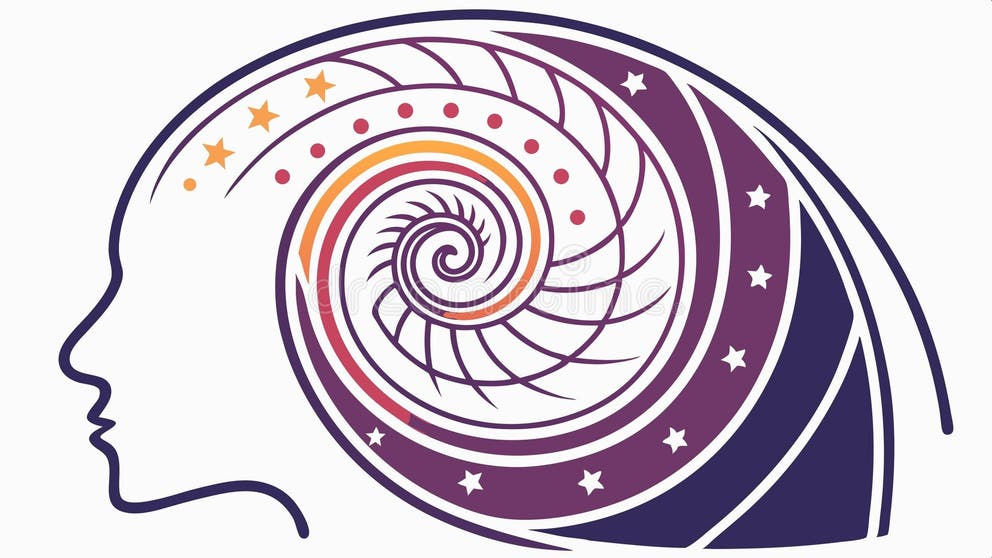 Human Head with Spiral Inside, Mind and Thought Concept Vector Design ...
