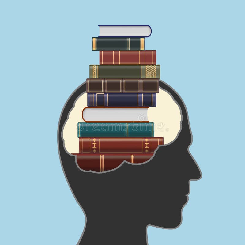 Human Head with a Stack of Books Inside Stock Illustration ...