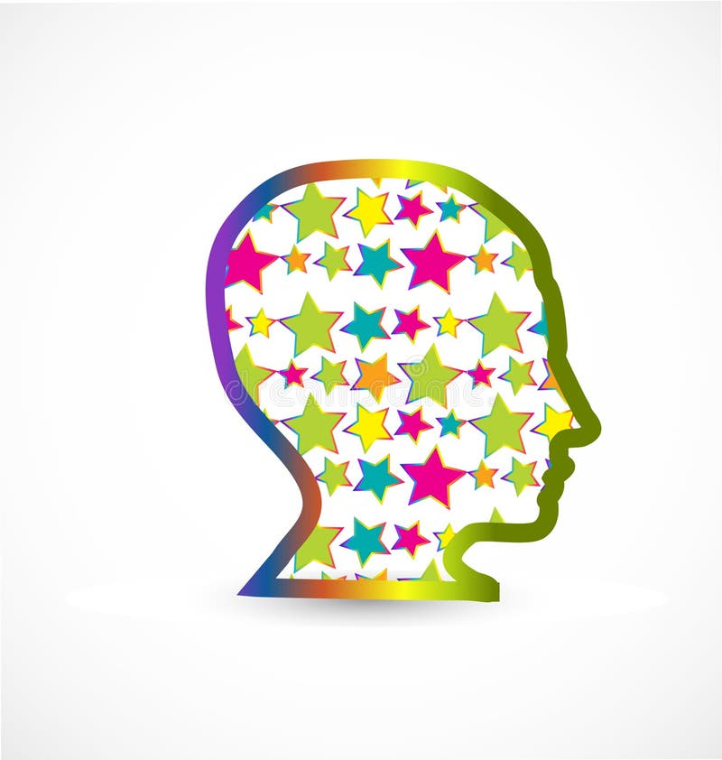 Human Head with Stars Background Stock Vector - Illustration of graphic ...