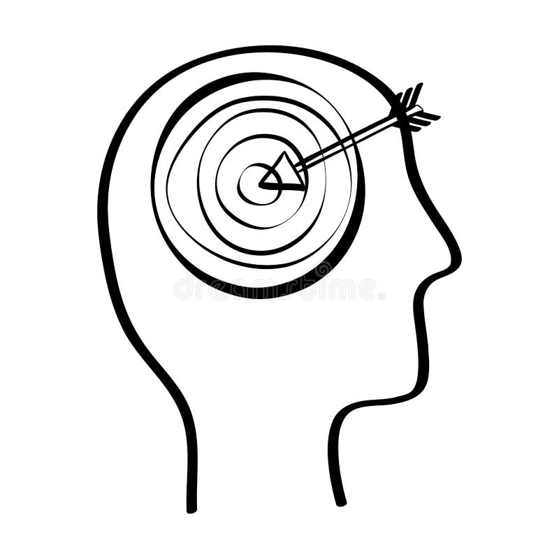 Human Head with Target Inside Stock Illustration - Illustration of ...