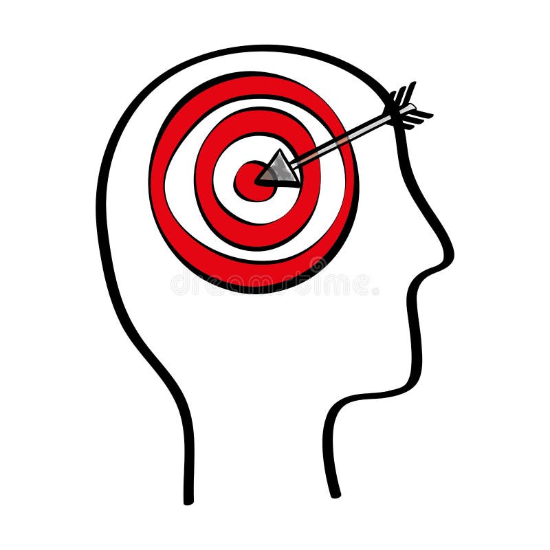 Human Head with Target Inside Stock Illustration - Illustration of ...