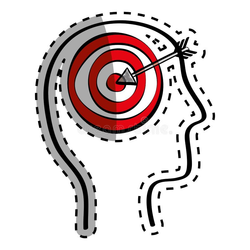 Human Head with Target Inside Stock Illustration - Illustration of ...