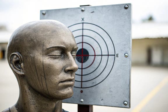Human Head with Target Mark on Metal Plate Stock Illustration ...