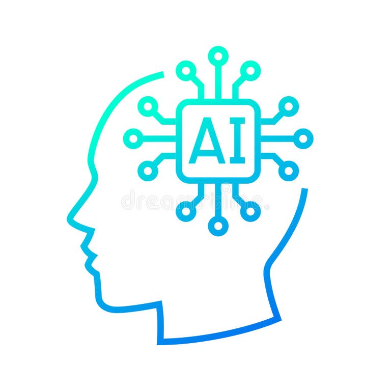 Human Head Tech Icon, AI Chip Technological Brain, Artificial ...