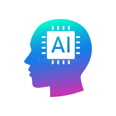 Human Head Tech Icon, AI Chip Technological Brain, Artificial ...