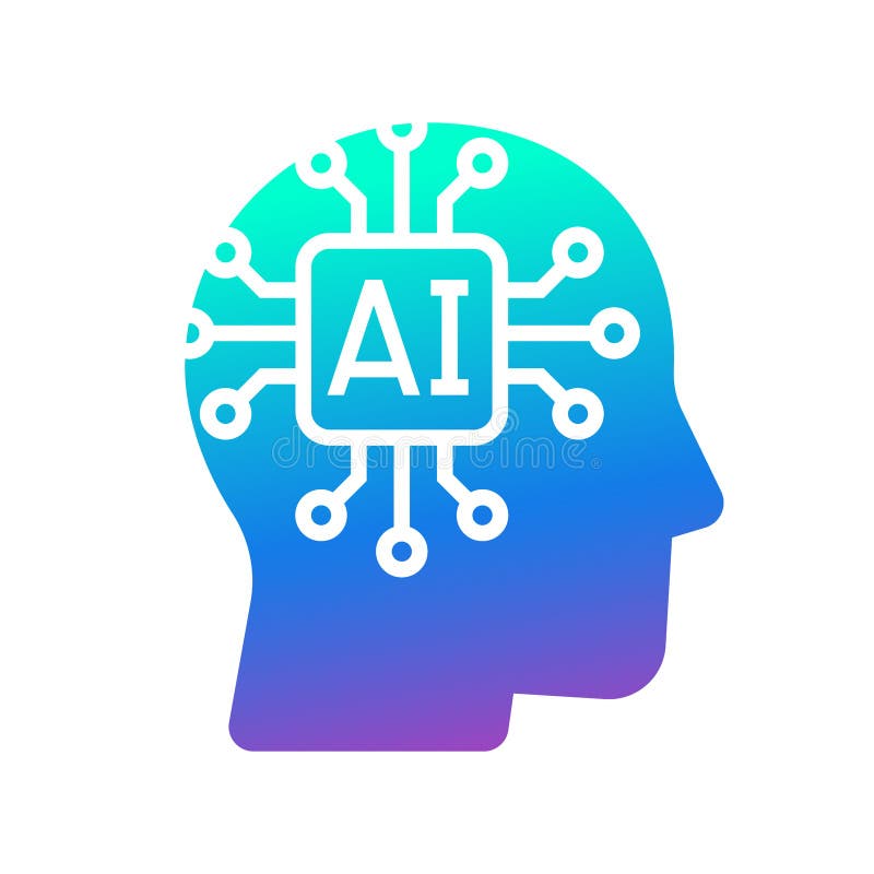 Human Head Tech Icon, AI Chip Technological Brain, Artificial ...