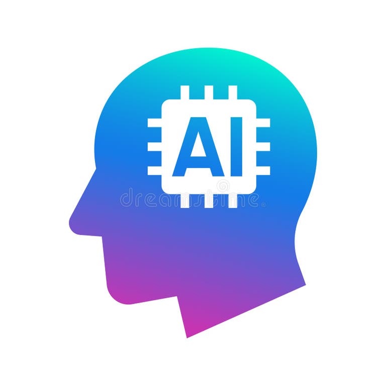 Human Head Tech Icon, AI Chip Technological Brain Stock Vector ...