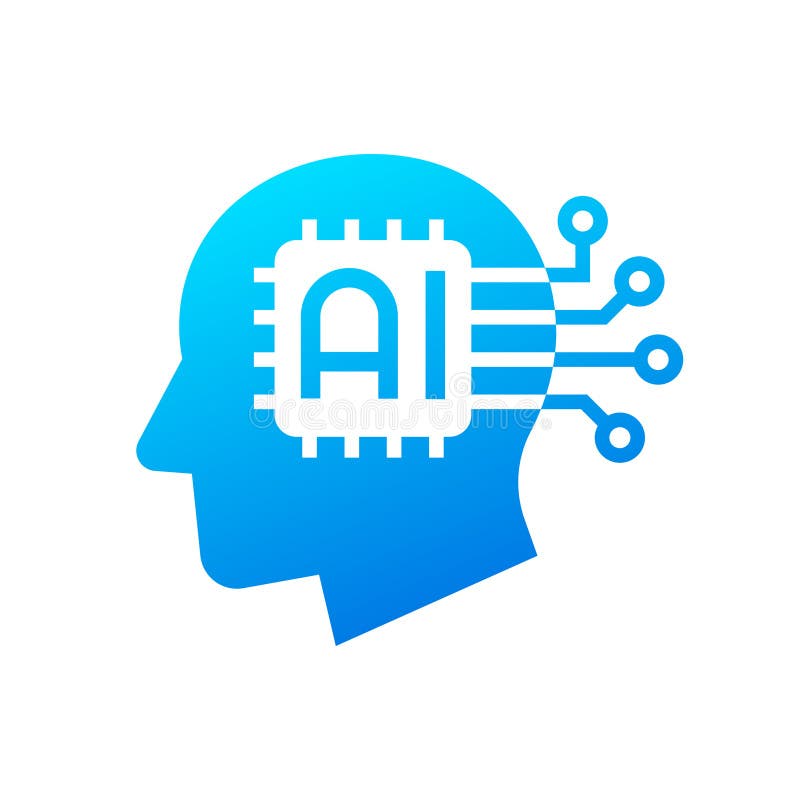 Human Head Tech Icon, AI Circuit Chip Technological Brain, Artificial ...